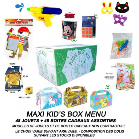 Carton de 48 jouets + 48 boîtes menus enfants assorties suivant les ...